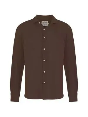 MC2 SAINT BARTH Pamplona Button-up Curved-hem Shirt - Brown