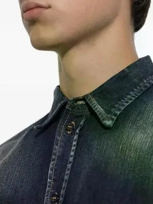 Dsquared2 Faded Leather-patch Denim Shirt