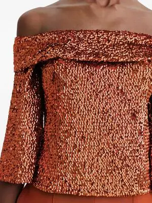 GEMY MAALOUF Sequin-embellished Off-shoulder Top