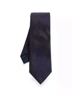 FERRAGAMO Geometric-pattern Silk Tie - Blue