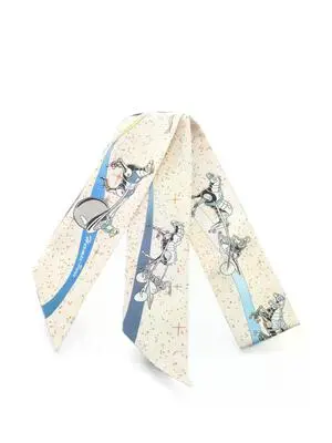 Hermès 2010s Space Derby Twilly Scarf - Neutrals