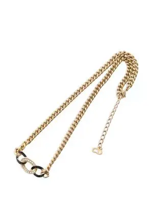 Dior Curb-chain Necklace With Rhinestone Embellishment - Gold