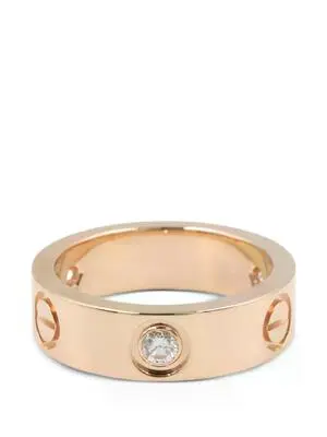 Cartier 18k Rose Gold Diamond Love Motif Ring - Pink