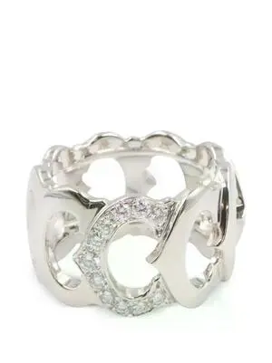 Cartier 18k White Gold Diamond Pavé C De Ring - Silver