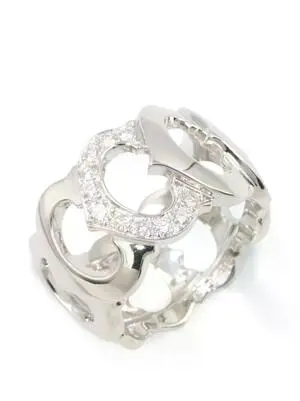 Cartier 18k White Gold Diamond Pavé C De Ring
