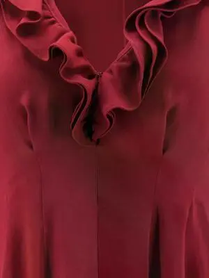 Alberta Ferretti Ruffled V-neck Midi Dress