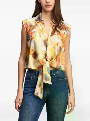 Cinq À Sept Marianna Watercolour Floral Print Sleeveless Shirt
