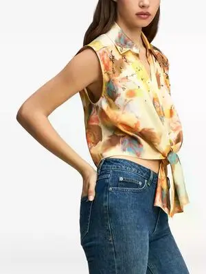 Cinq À Sept Marianna Watercolour Floral Print Sleeveless Shirt