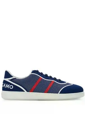 FERRAGAMO Logo-embroidered Panelled Sneakers - Blue