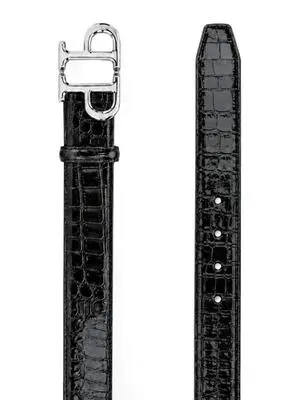 Philipp Plein Leather Belt With Pp Logo Buckle