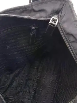 Prada 2000s Triangle Logo Saffiano Leather Shoulder Bag - Black