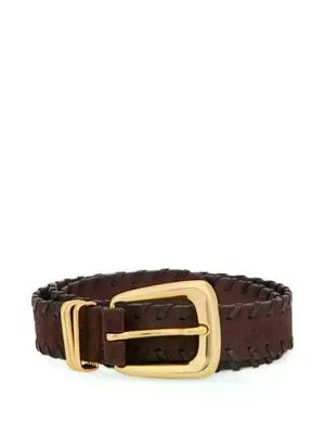 Veronica Beard Arch Whipstitch-trim Belt - Brown