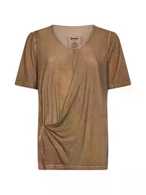 UMA WANG Asymmetric Draped T-shirt - Brown