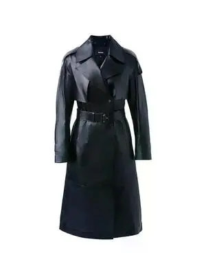 Mackage Carmela Belted Leather Coat - Black