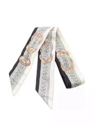 Hermès 2010s Bride De Cour Twilly Scarf - White