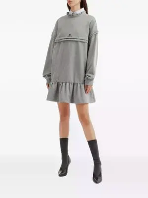 SHUSHU/TONG Ruffled-trim Logo-embroidered Mini Dress