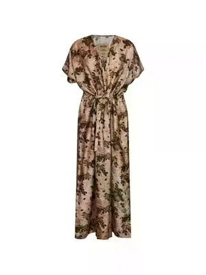 UMA WANG Floral Print V-neck Maxi Dress - Neutrals
