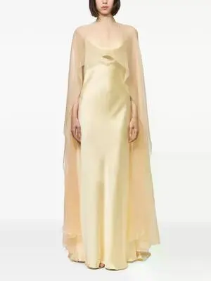 ATU BODY COUTURE Satin-finish Silk-cape Slip Maxi Dress - Neutrals