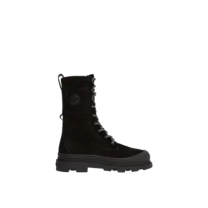 Moncler Vera High Suede & Shearling Lace-up Boots - Black