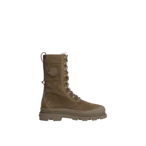 Moncler Vera High Suede & Shearling Lace-up Boots - Brown