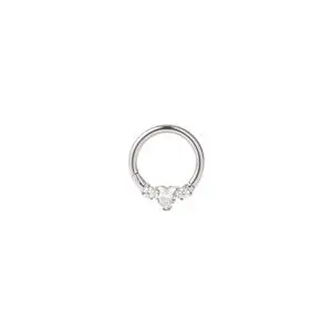 VANCHI Crystal Heart Titanium Daith Ring In Platinum