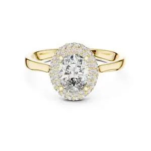 AYA FINE JEWELRY 10k Gold Emerald Cut Lab Grown Diamond Engagement Ring With Trillion Side Diamonds - Yellow