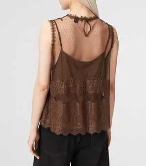 ALLSAINTS Tulle Lace-trimmed Clara Blouse - Brown