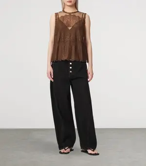ALLSAINTS Tulle Lace-trimmed Clara Blouse - Brown