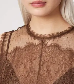 ALLSAINTS Tulle Lace-trimmed Clara Blouse - Brown