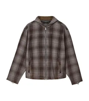 ALLSAINTS Santo Zip-up Hoodie In Checked Organic Cotton