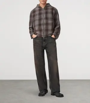 ALLSAINTS Santo Zip-up Hoodie In Checked Organic Cotton