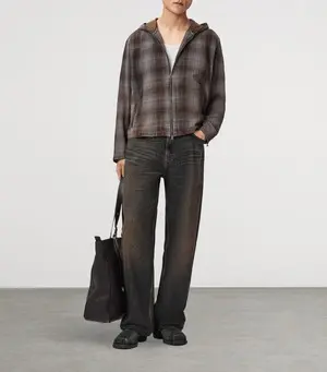 ALLSAINTS Santo Zip-up Hoodie In Checked Organic Cotton