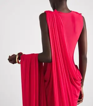 ZIYAD BUAINAIN Mesh Ruched Gown