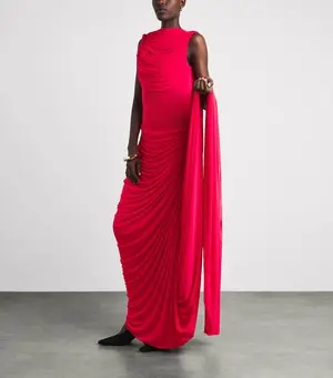 ZIYAD BUAINAIN Mesh Ruched Gown