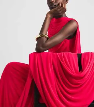ZIYAD BUAINAIN Mesh Ruched Gown