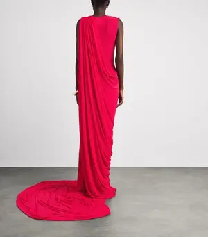 ZIYAD BUAINAIN Mesh Ruched Gown