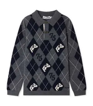 Bonpoint Wool Argyle Polo Sweater