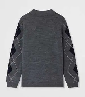 Bonpoint Wool Argyle Polo Sweater