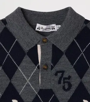 Bonpoint Wool Argyle Polo Sweater