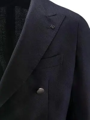 Tagliatore Double-breasted Herringbone Blazer - Blue