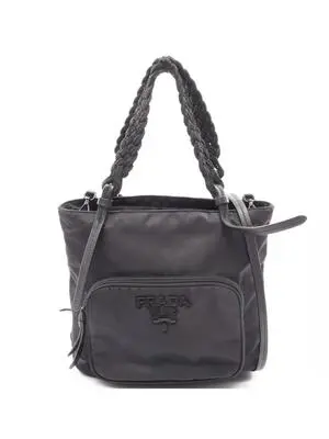 Prada T Tecido Passamaneria Tote Bag - Black