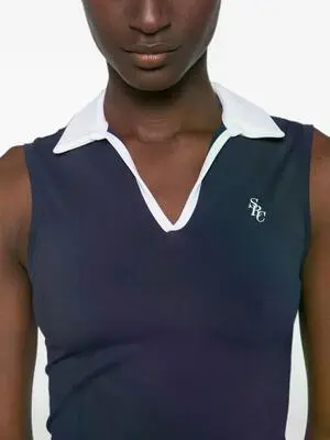 SPORTY & RICH Sleeveless Logo-print Cropped Tank Top