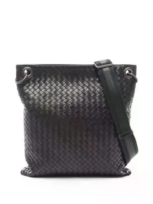 Bottega Veneta 2010s Intrecciato Shoulder Bag - Black