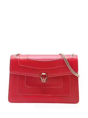BVLGARI 2010-2026 Medium Calfskin Serpenti Forever Shoulder Bag - Red