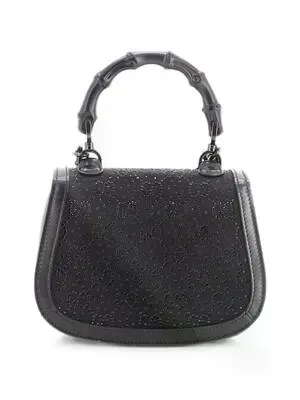 Gucci Bamboo 1947 Crystal Embellished Gg Canvas Mini Shoulder Bag