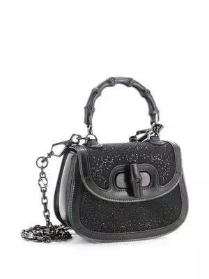 Gucci Bamboo 1947 Crystal Embellished Gg Canvas Mini Shoulder Bag
