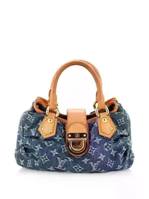LOUIS VUITTON Pleaty Handbag Denim Small Satchel - Blue