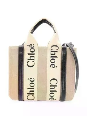 Chloé 2010s Woody Leather-trim Handbag - Neutrals
