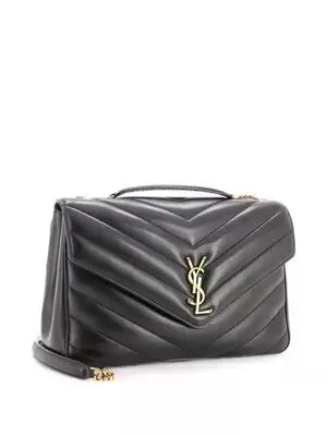 Saint Laurent Loulou Nm Matelasse Chevron Leather Large Shoulder Bag - Black