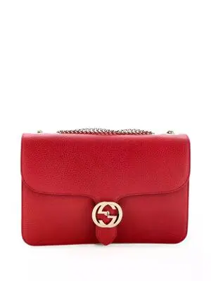 Gucci Interlocking Leather Medium Shoulder Bag - Red
